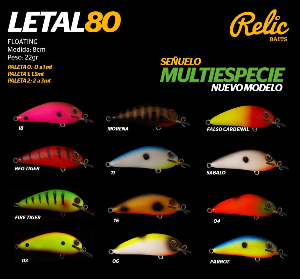 Señuelo Relic letal 80. Banana chica multiespecie.
